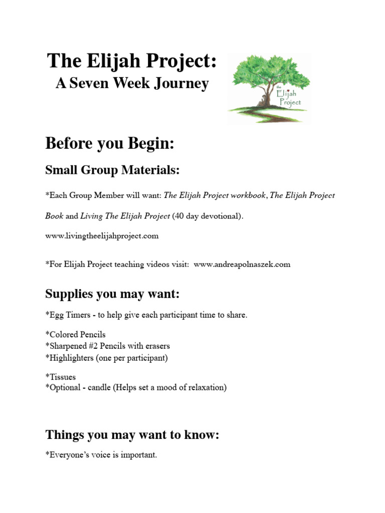 The Elijah Project Teachers Guide | PDF | Elijah | Books Of Kings
