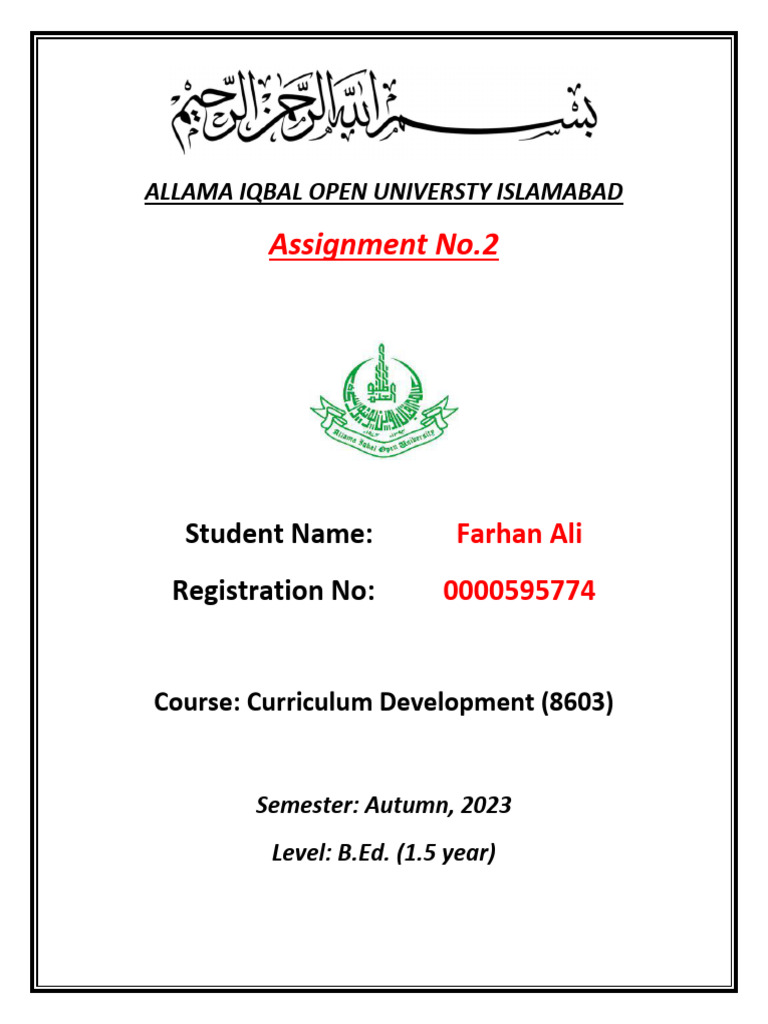 8603 Assignment 2 (0000595774) | PDF | Evaluation | Curriculum