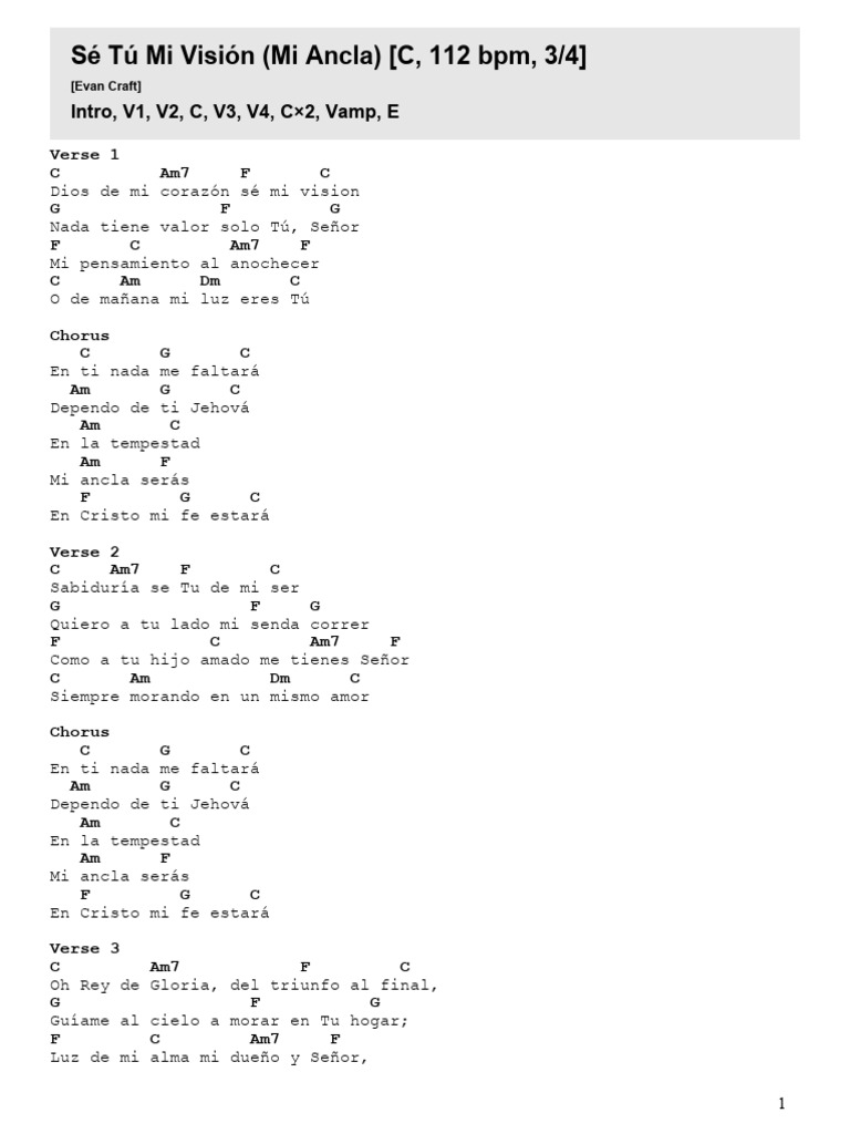 Sé Tú Mi Visión (Mi Ancla) - C | PDF