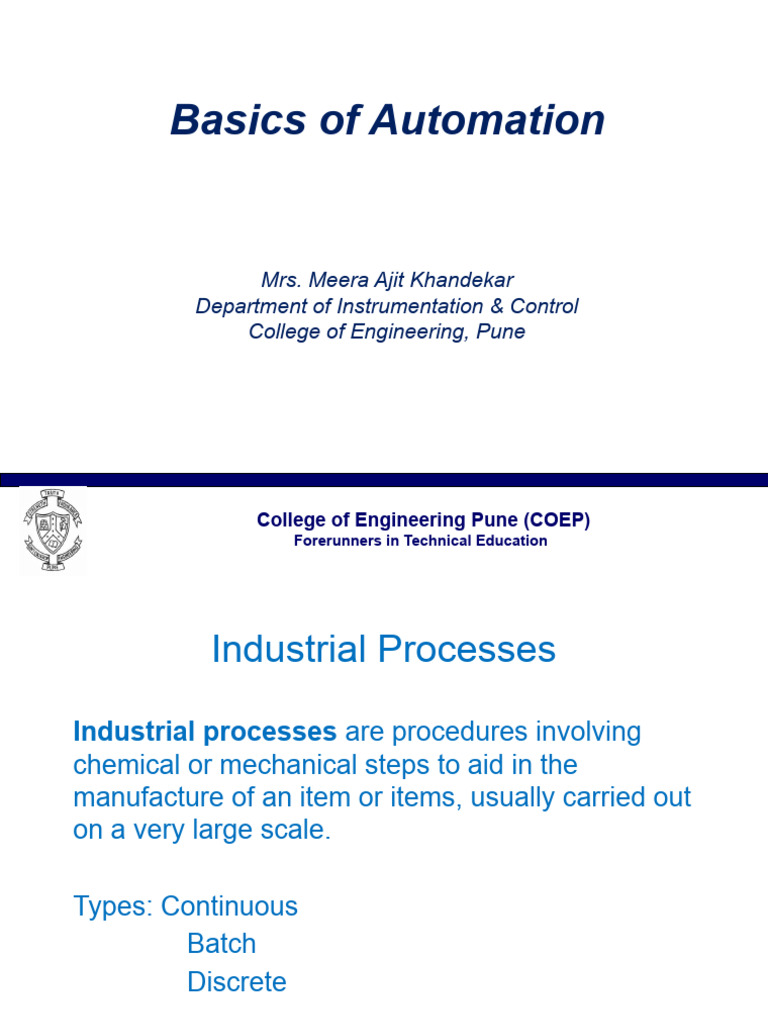 Basics of Automation 1 | PDF | Instrumentation | Automation