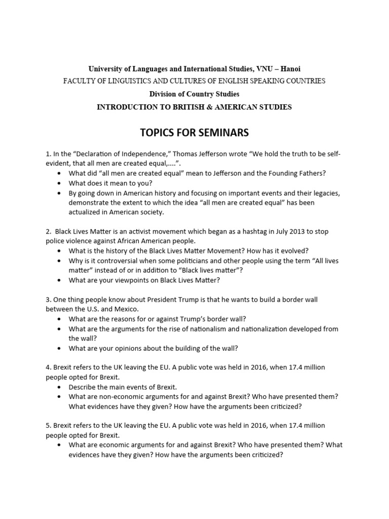 Topics For Seminars | Download Free PDF | Roe V. Wade | American Government