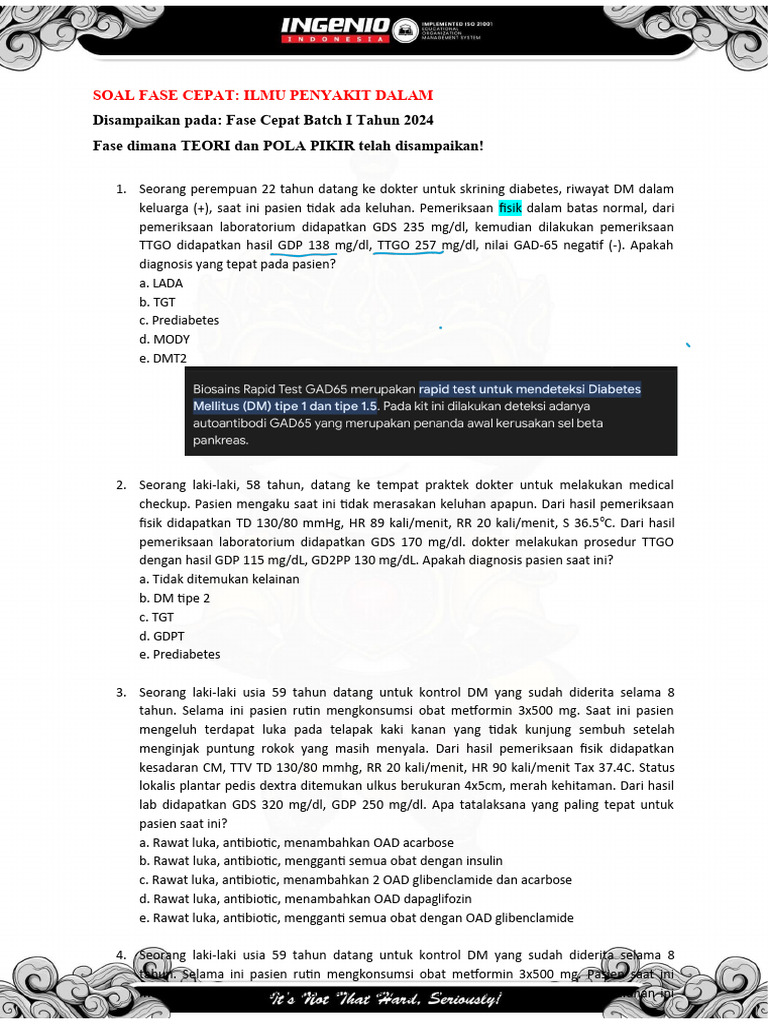 Ipd - Soal Fase Cepat - Batch I 2024 | PDF