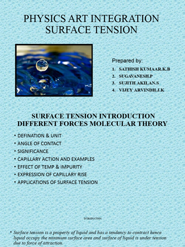 Surface Tension | PDF | Angle | Surface Tension
