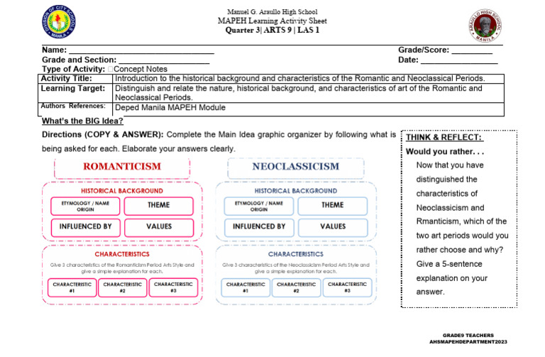 Q3 Las - Arts - Neoclassical and Romantic | PDF
