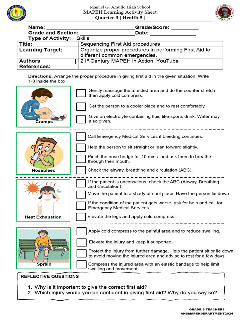 Q3 Las2 - Health - First Aid Procedure | PDF | First Aid | Medical ...