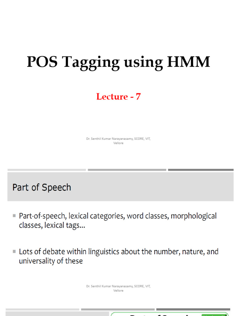 Lecture-1.7 POS Tagging Using HMM | PDF | Part Of Speech | Linguistic ...