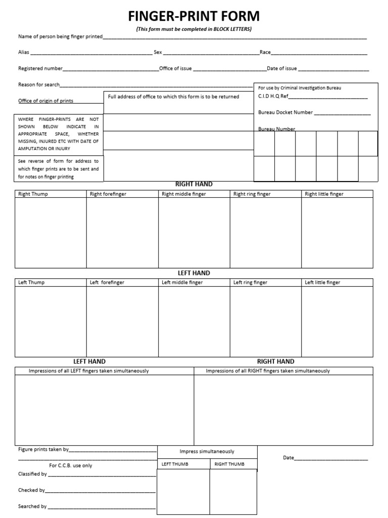 Finger Print Form | PDF | Fingerprint