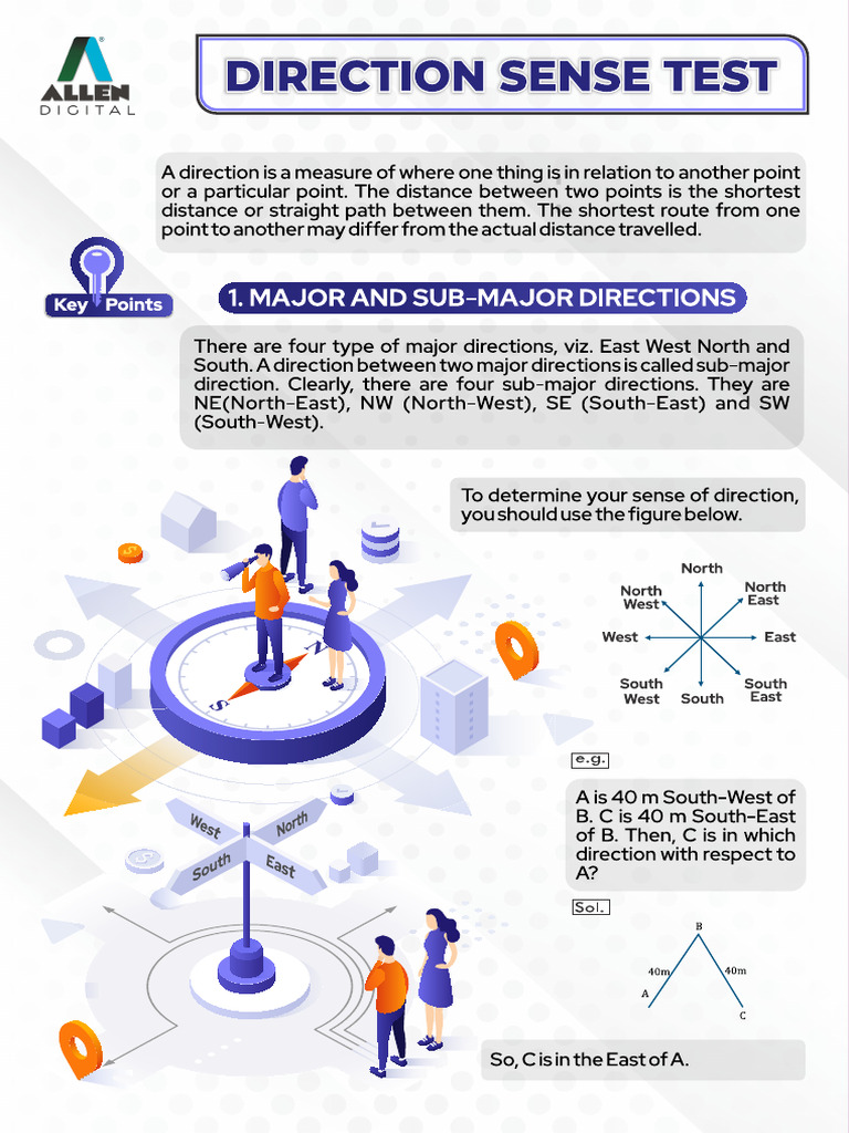 Direction Sense Test Olympiads Key Points xrkq1j | PDF