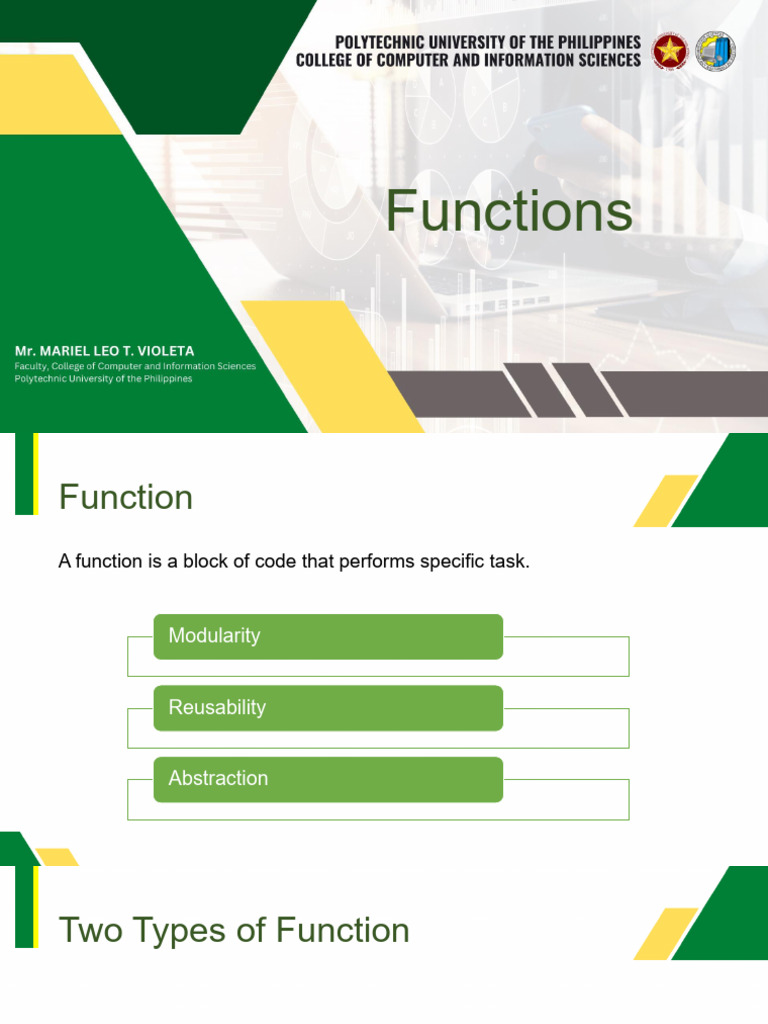 Lesson 8 - Functions | PDF | Parameter (Computer Programming) | Variable (Computer Science)