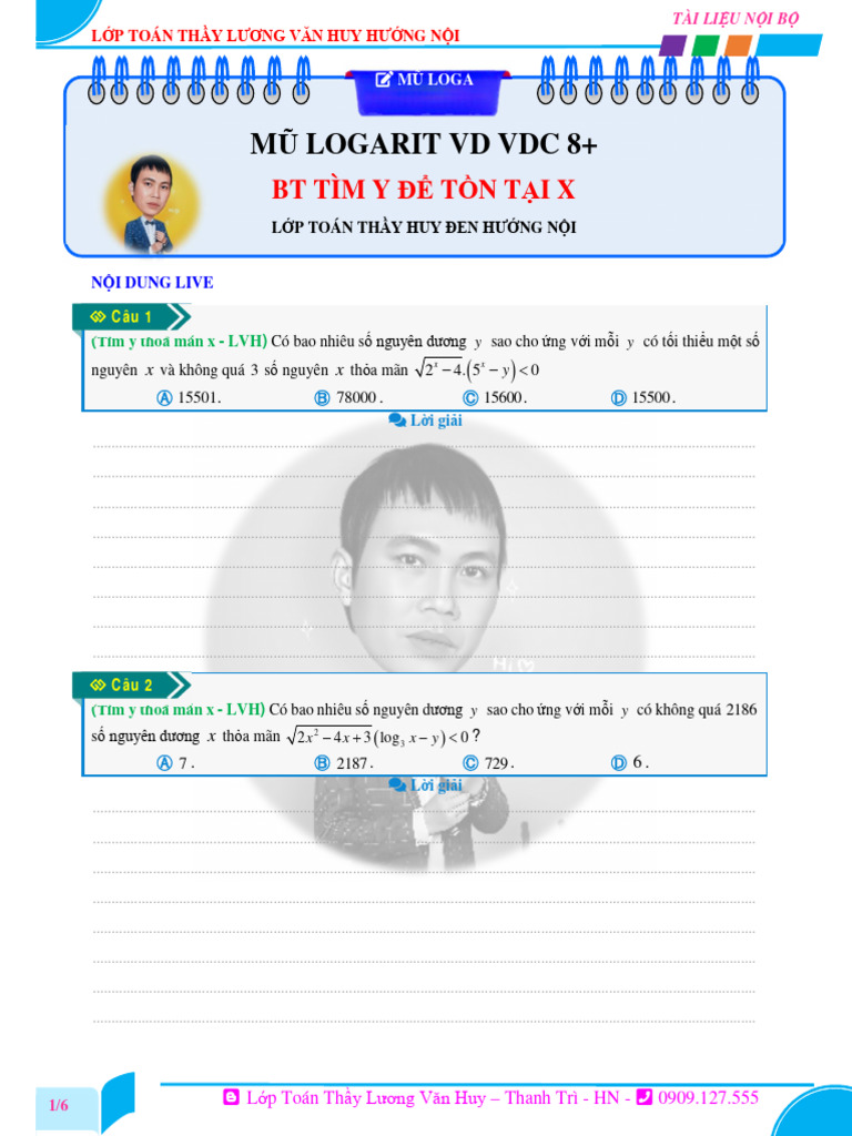 (LVH) - MŨ LOGA VDC - BÀI TOÁN TÌM Y ĐỂ TỒN TẠI X | PDF