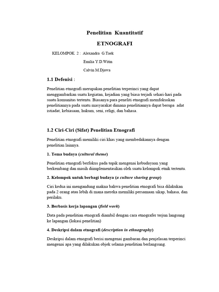 Etnografi kl.2 | PDF | Ilmu Sosial