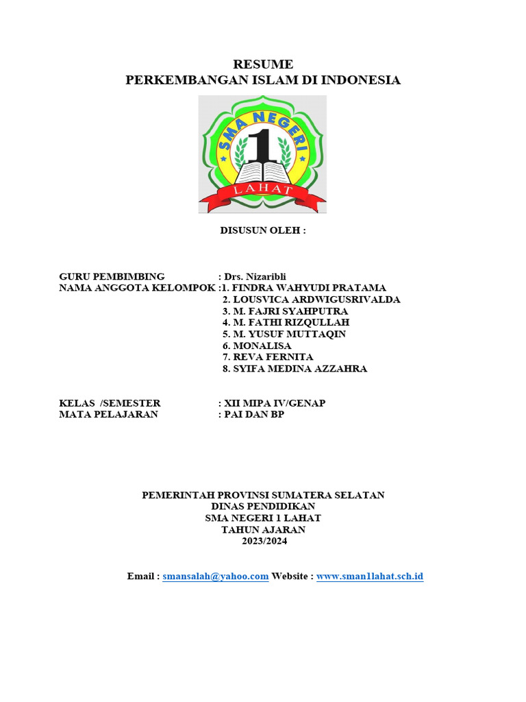 Kelompok Resume Pai Xii Mipa Iv Bab 9 | PDF