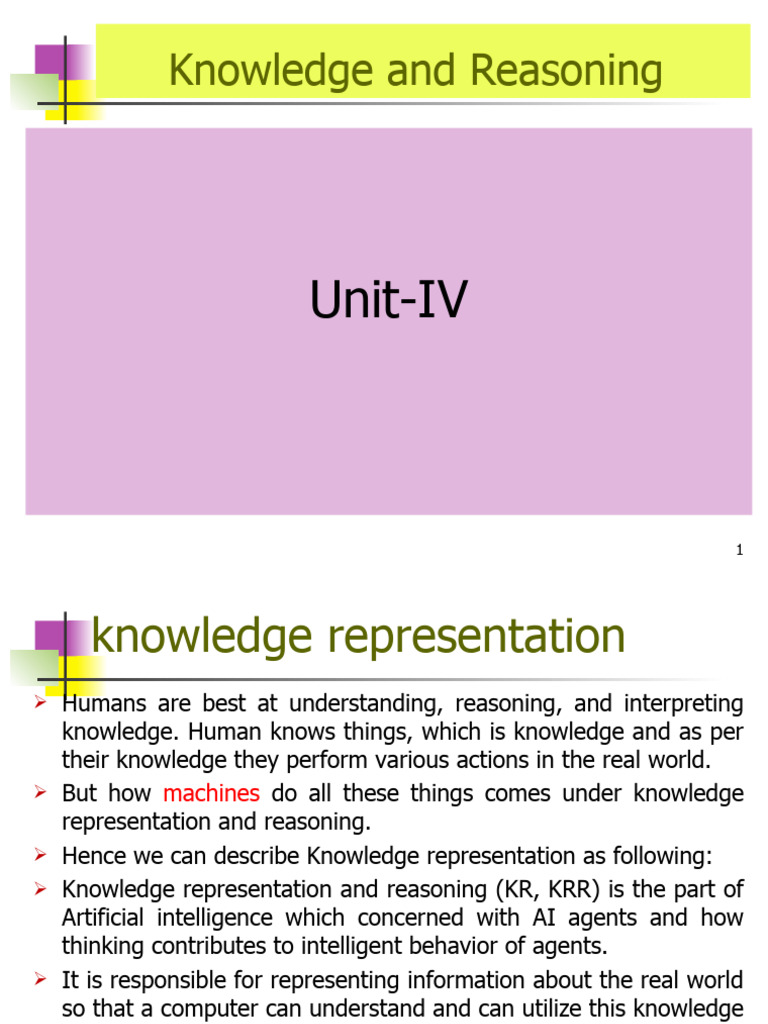 Knowledge and Reasoning: Unit-IV | PDF | Knowledge Representation And Reasoning | Knowledge