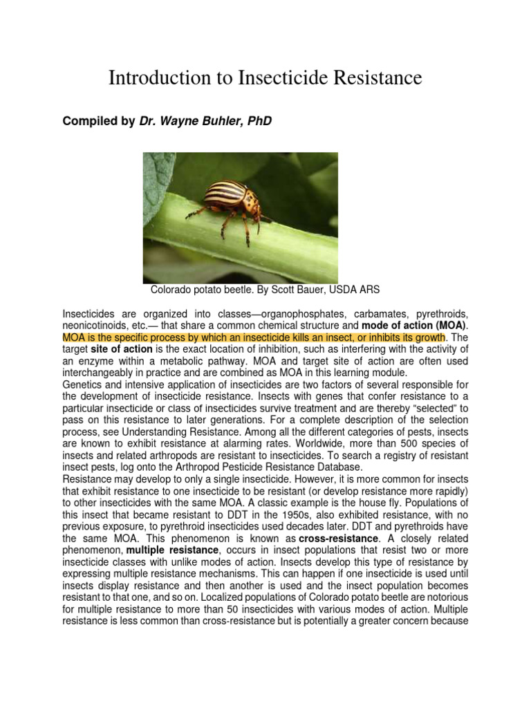 Introduction To Insecticide Resistance | PDF | Insecticide | Pesticide