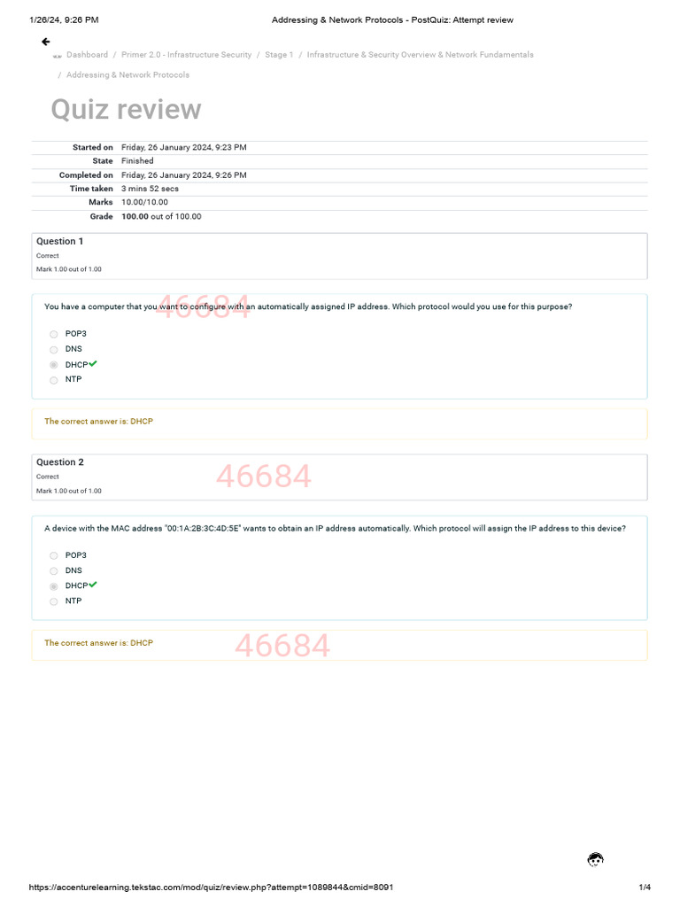 Addressing & Network Protocols Quiz Review | PDF | Ip Address ...