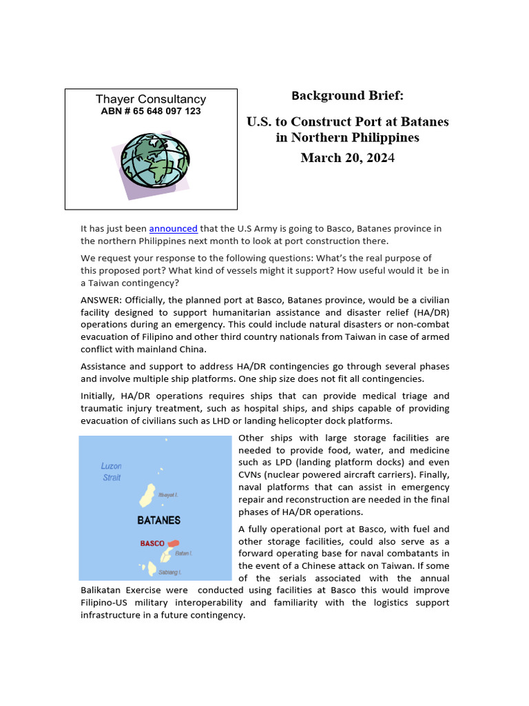 U.S. Port Construction in Batanes | PDF | Ships | Water Transport