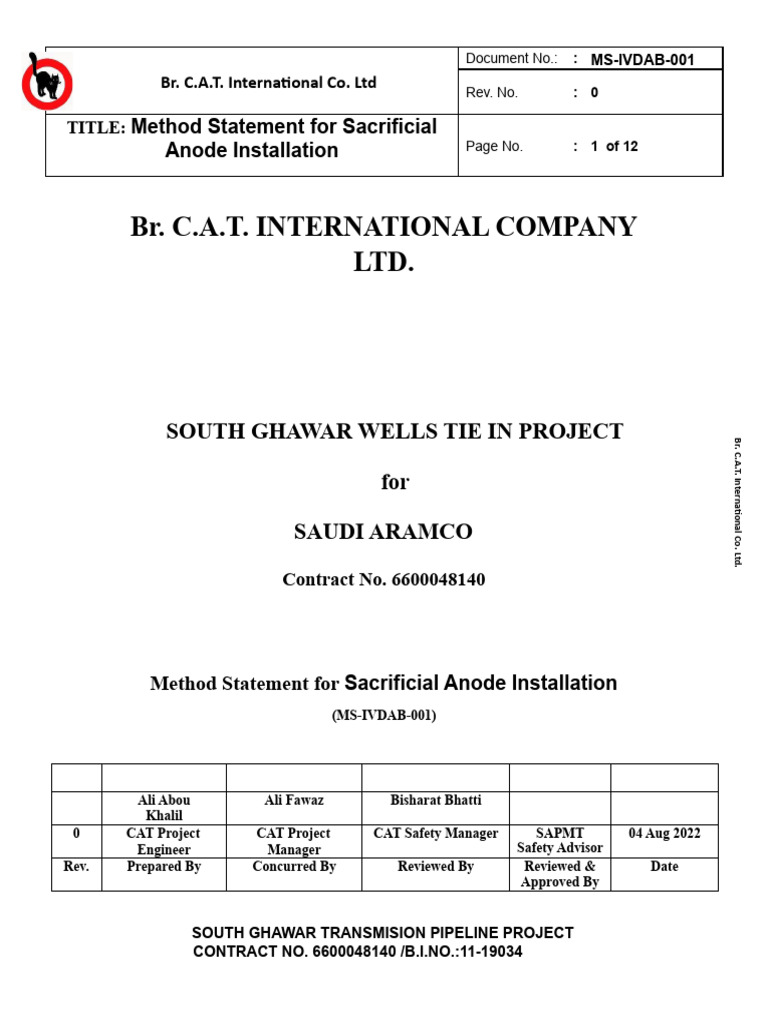 Sacrificial Anode Installation Method | PDF | Quality Assurance | Pipe ...