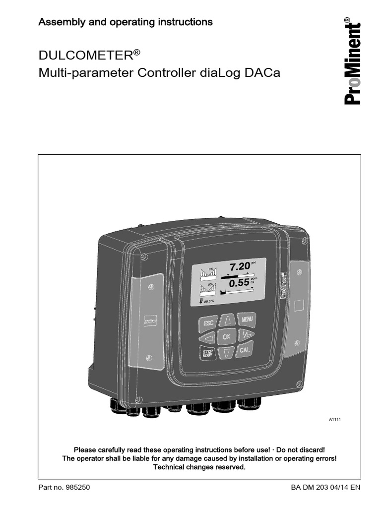 Prominent DACA006 Chlorine Analyzer - DAC - 203!04!14 | PDF | Menu ...