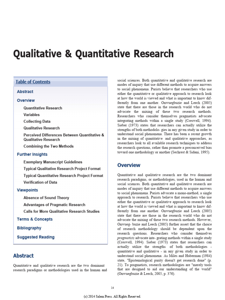 Qualitative Quantitative Research-T-Smith | PDF | Methodology | Quantitative Research