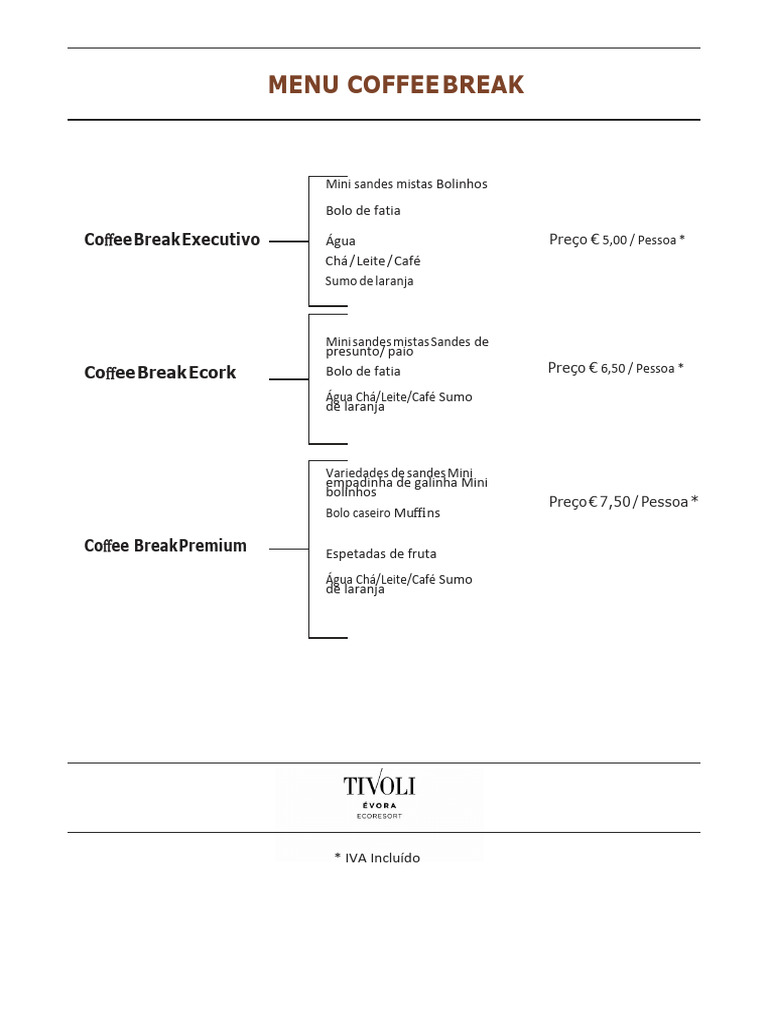 Cardápio de Coffee Break Variado | PDF