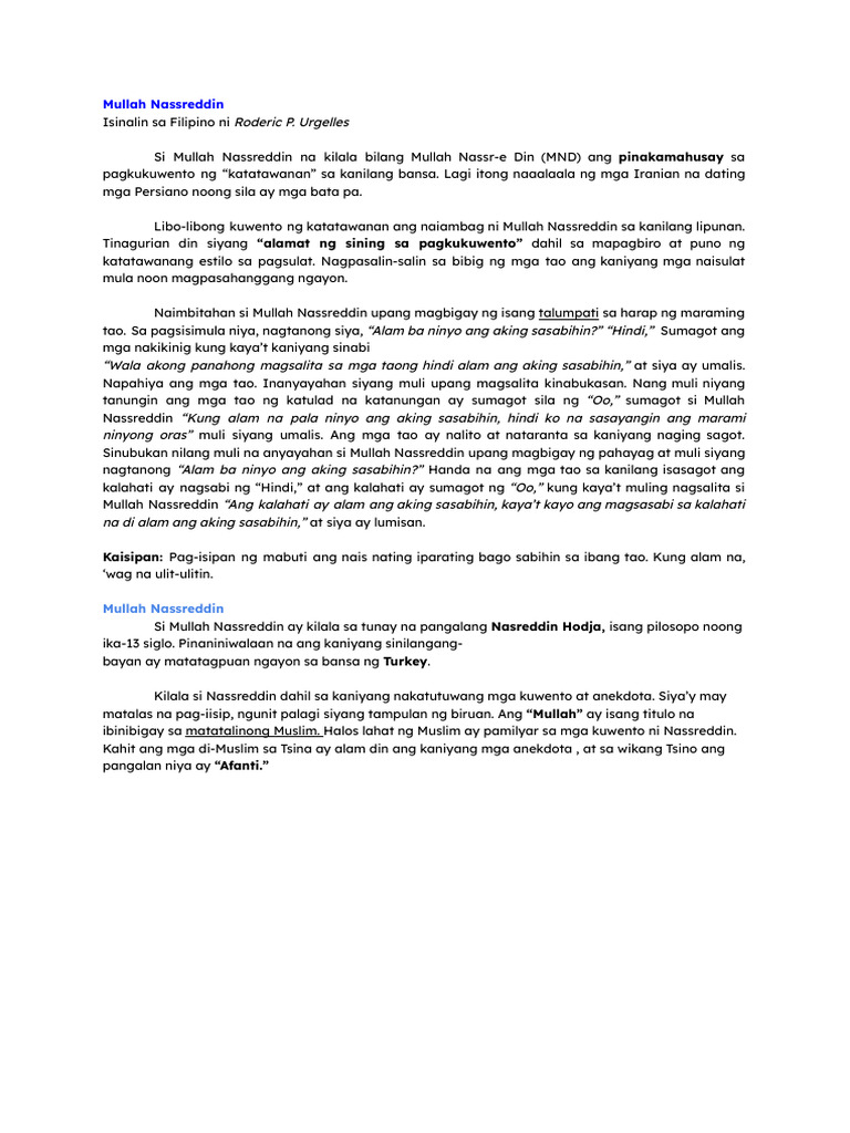 Mullah Nassreddin | PDF