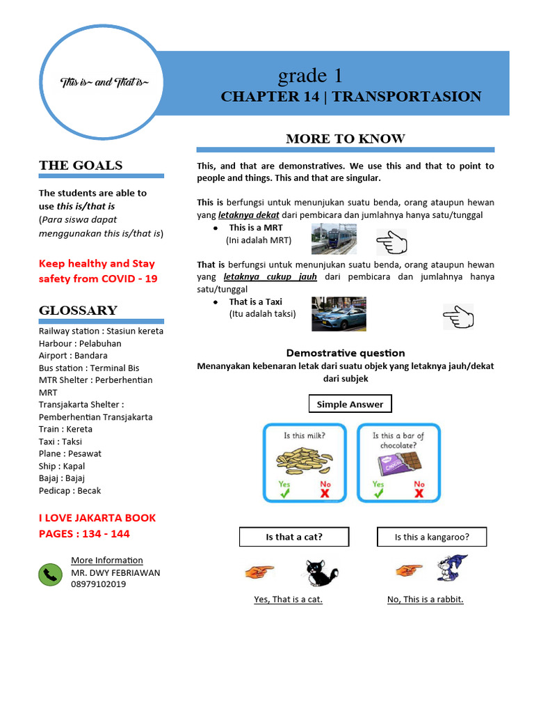 English Lesson Grade 1 | PDF | Public Transport | Transport