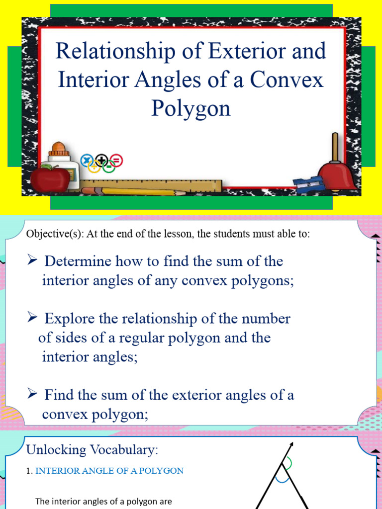 Relationship Exterior and Interior Angles of A Convex Polygon ...