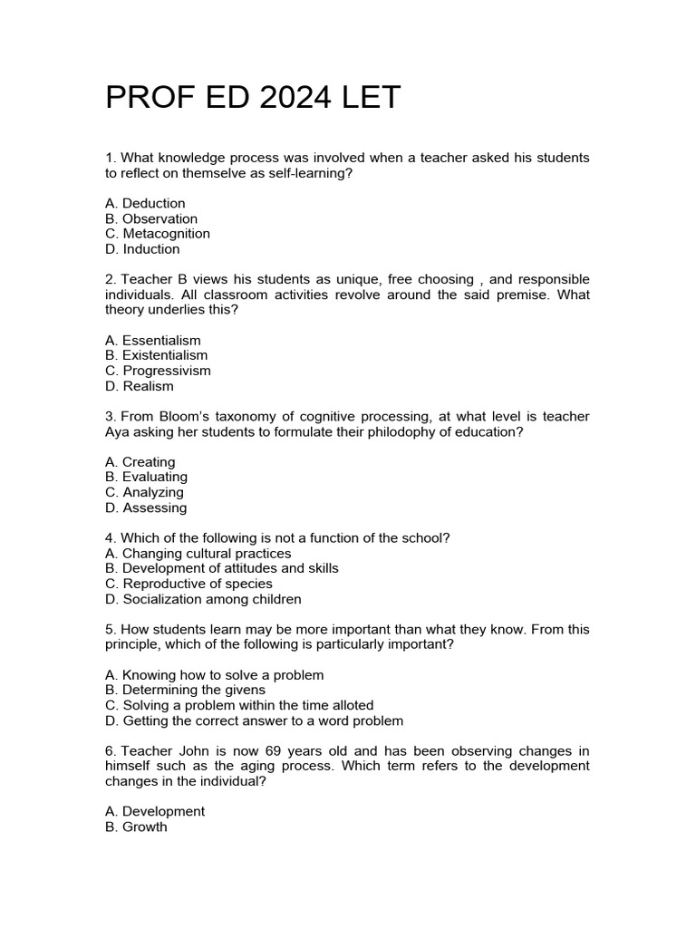 Prof Ed 2024 Let | PDF