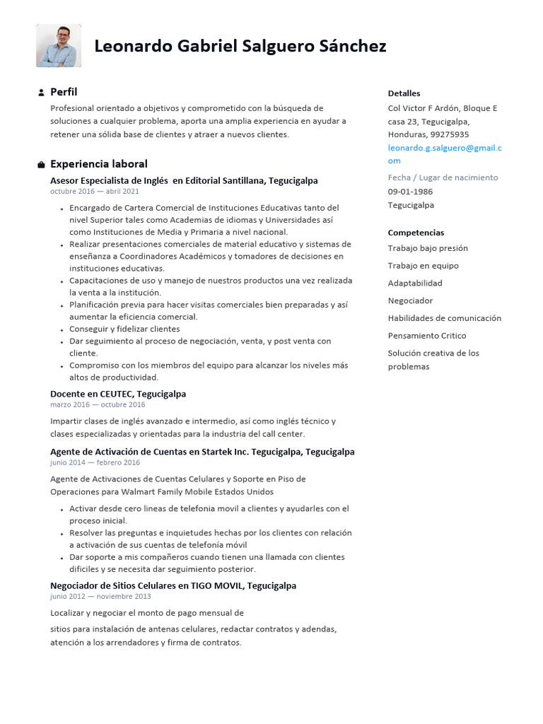 Curriculum Leonardo Salguero | PDF