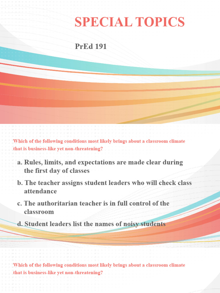 Special Topics | PDF | Teachers | Classroom
