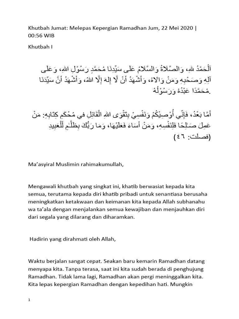 Khutbah Jumat Akhir Ramadhan 2 | PDF | Perjalanan | Kajian Bahasa Asing Khutbah Jumat Akhir Ramadhan 2 | PDF | Perjalanan | Kajian Bahasa Asing
