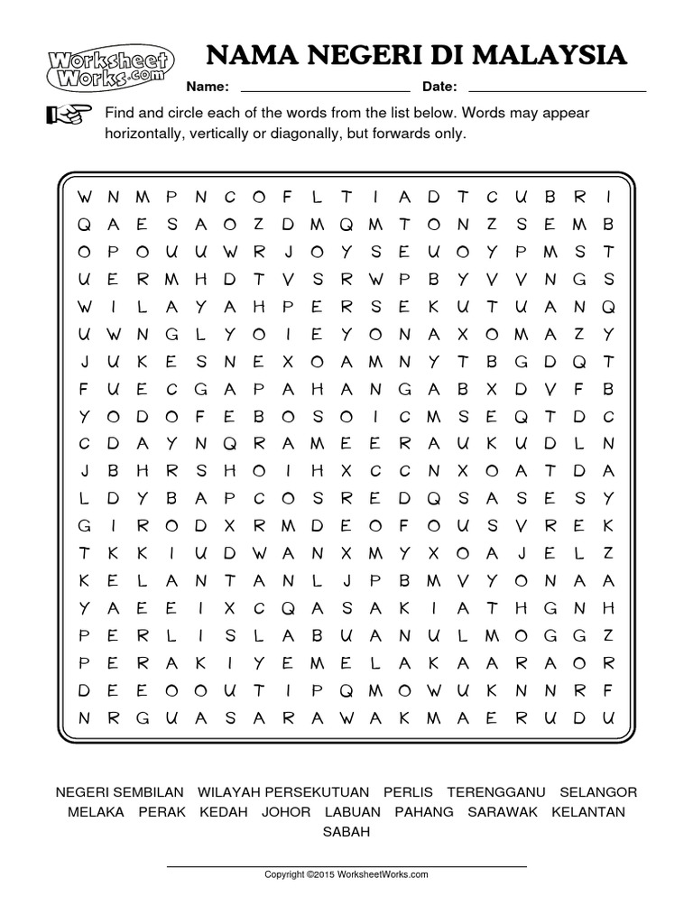 WorksheetWorks NAMA NEGERI DI MALAYSIA 1 | PDF | Malaysia