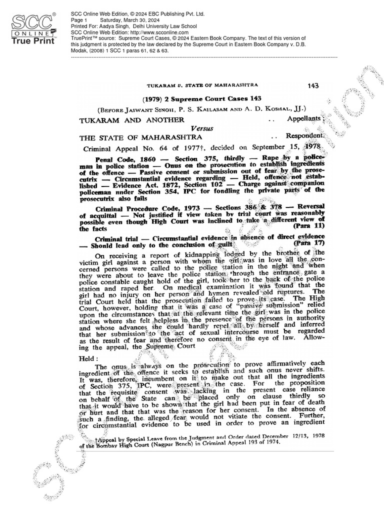 TP 1979 2 SCC 143 150 Aadyas2005 Ilcduacin 20240330 151127 1 8 | PDF | Justice | Crime & Violence