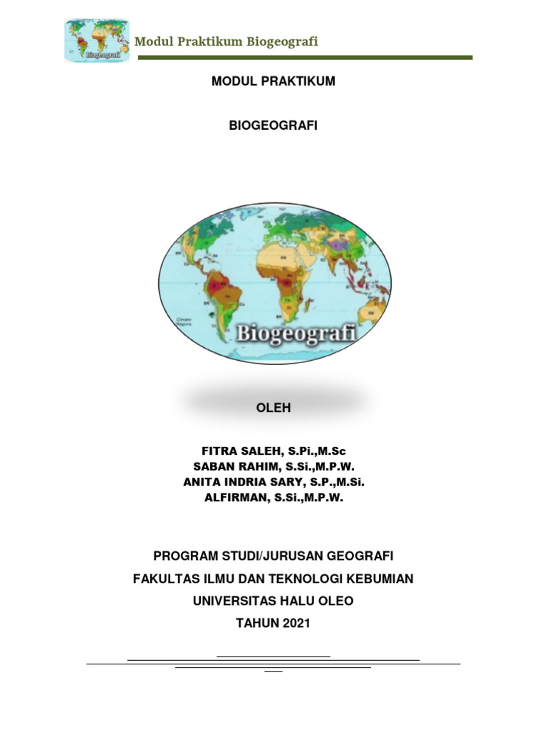 Modul Praktikum Biogeografi - Jurusan Geografi Fitk Uho | PDF | Kajian ...