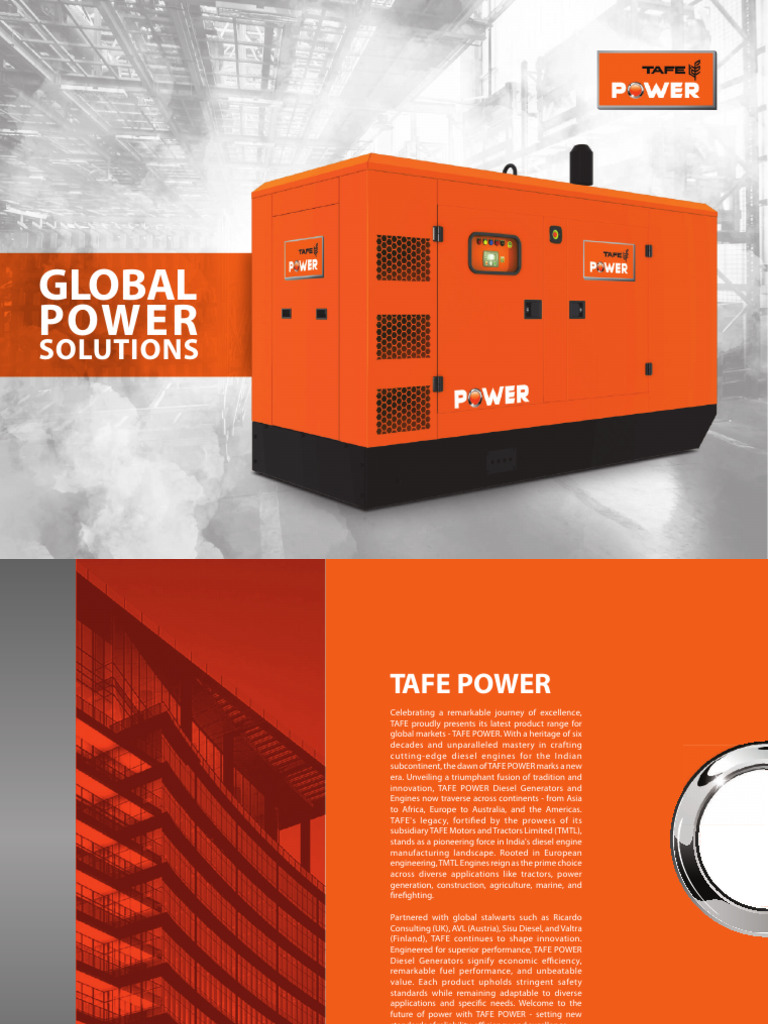 224-03-30 TAFE Power Genset Brochure | PDF | Alternating Current | Engines