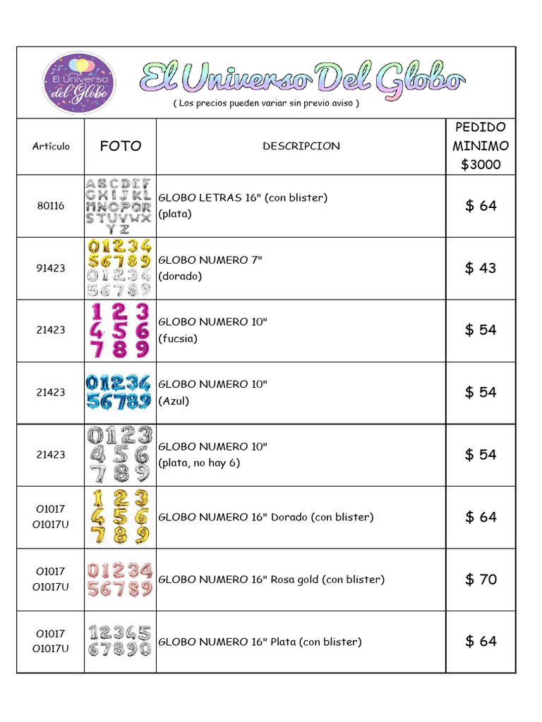 Catálogo de Globos Decorativos | PDF | Color | Arco iris