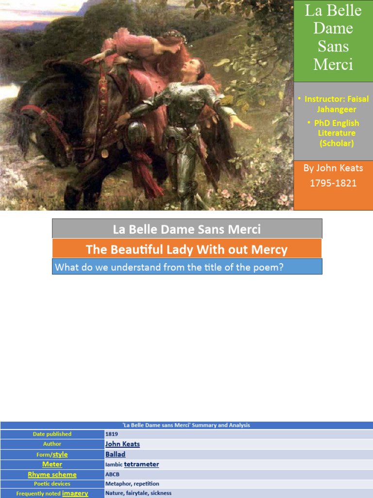 La Belle Dame Sans Merci' | Download Free PDF | Poetry | John Keats