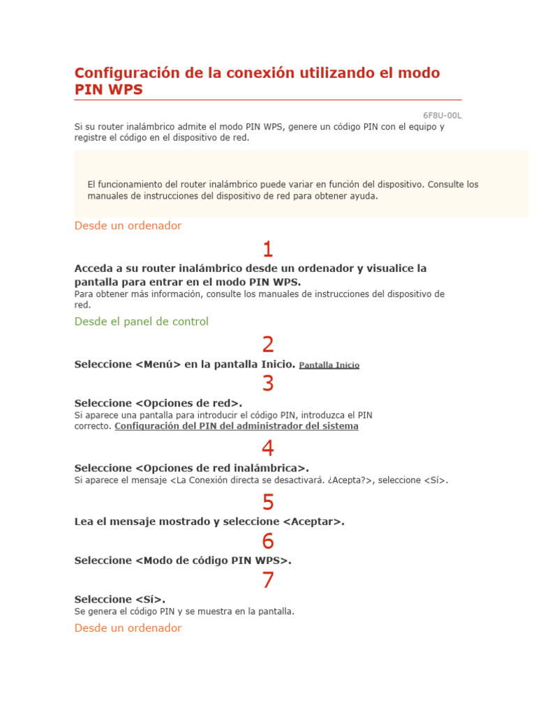 Configuración de La Conexión Utilizando El Modo PIN WPS | PDF | Enrutador (Computación ...