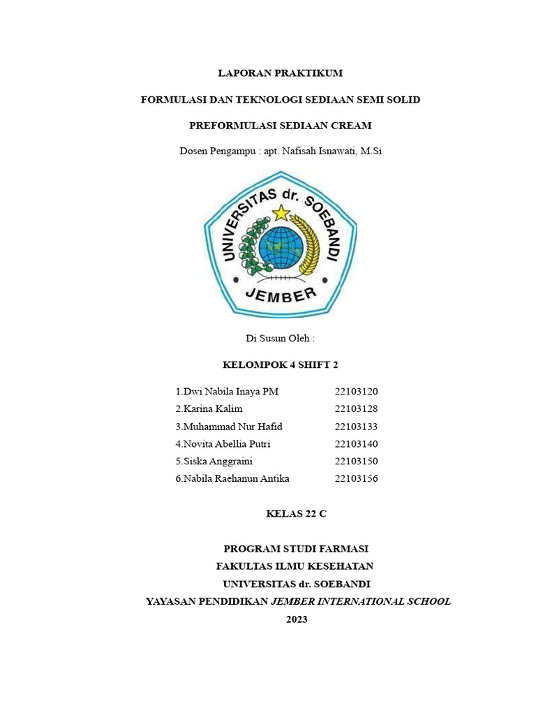 22 C Formulasi Cream Kelompok 8 (Revisi) | PDF
