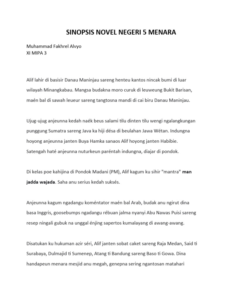Sinopsis Negeri 5 Menara | PDF