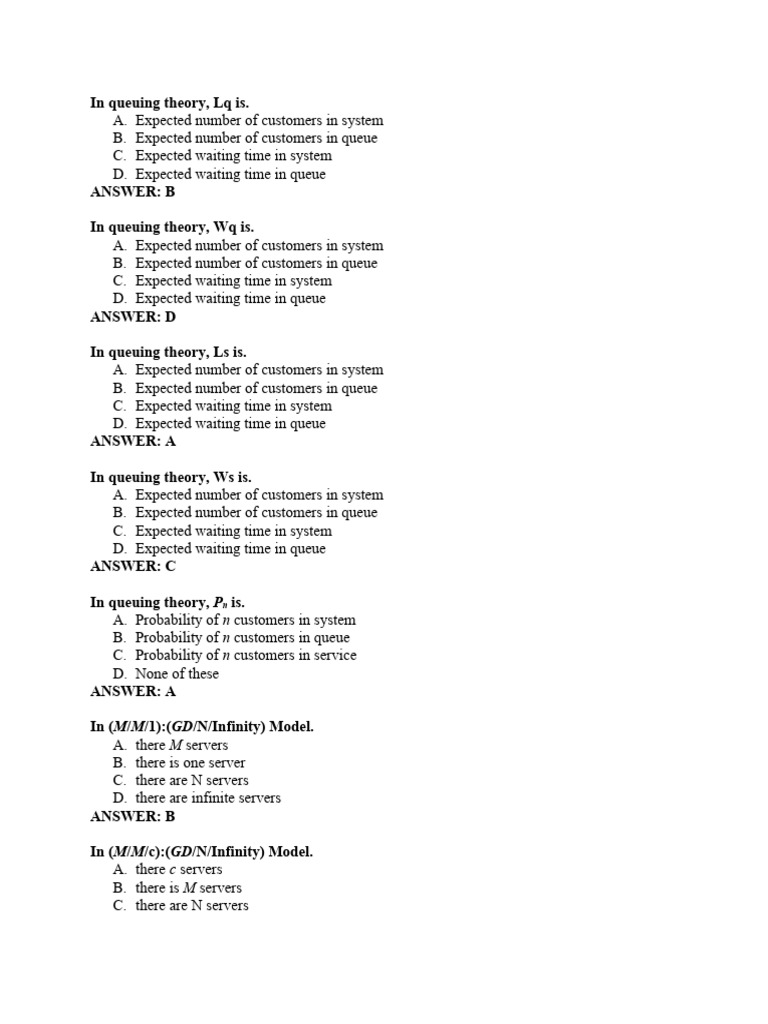 MCQS, Queuing Theory, Game Theory | PDF | Economics Of Uncertainty ... MCQS, Queuing Theory, Game Theory | PDF | Economics Of Uncertainty ...