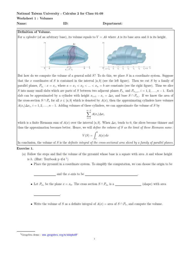Calculus 2: Volume Calculation Guide | PDF | Volume | Geometry