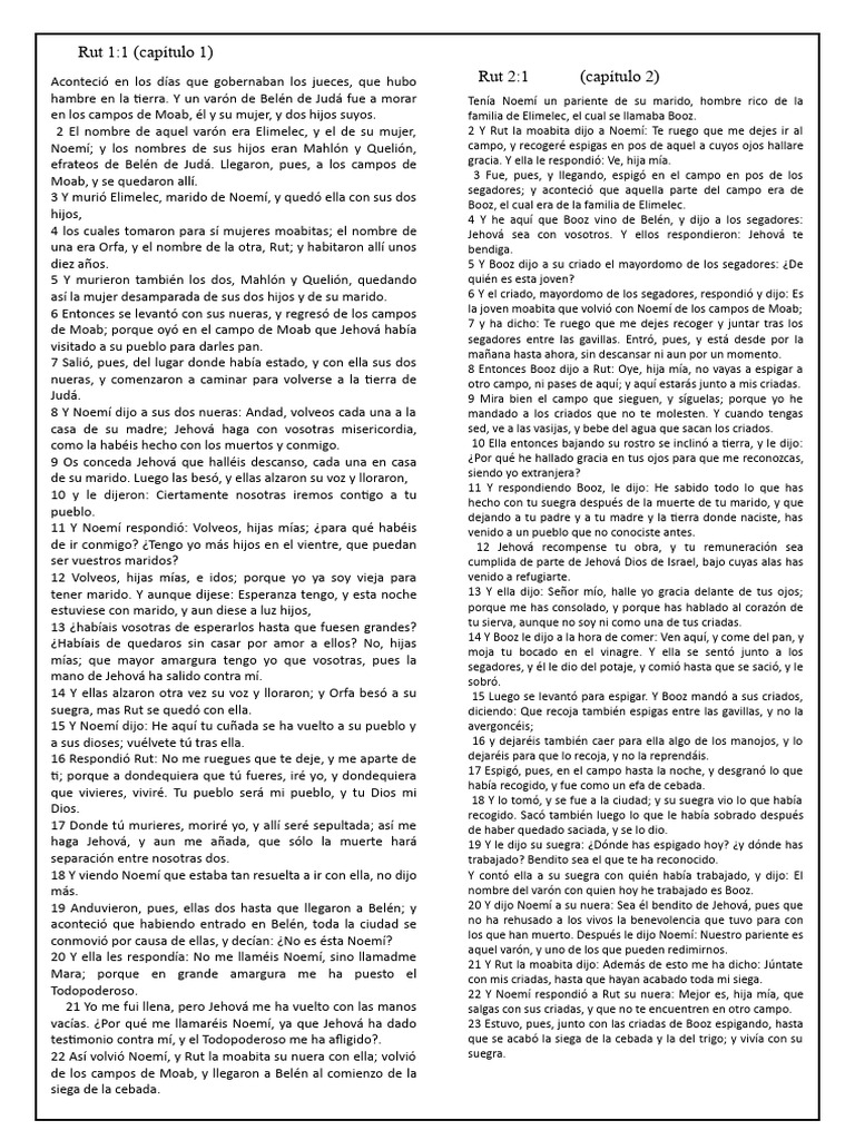 Libro de Rut Capítulos | PDF | Rut (figura bíblica) | Noemí (figura bíblica)