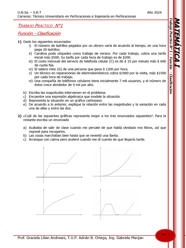TP #1 - Funciones - Clasificación-Fn Comp - Dominio | PDF | Función (Matemáticas) | Funciones y ...