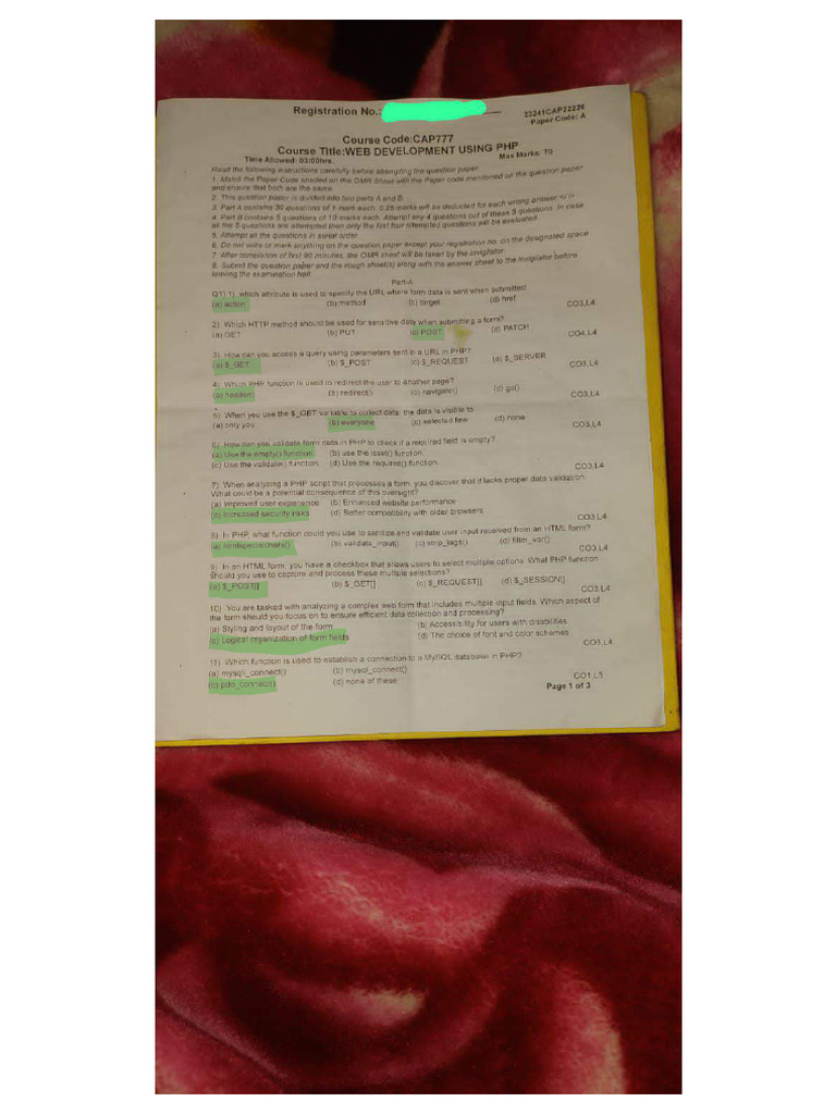 Question Paper PHP Answer | PDF Question Paper PHP Answer | PDF