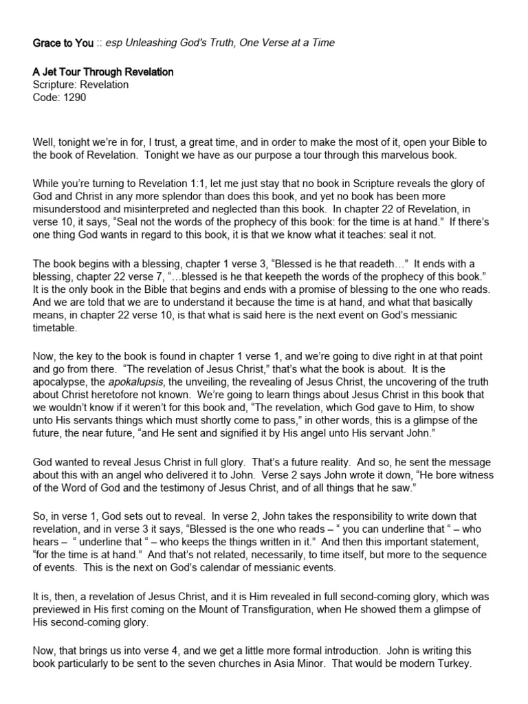 A Jet Tour Through Revelation | PDF | Glory (Religion) | Gospel Of John