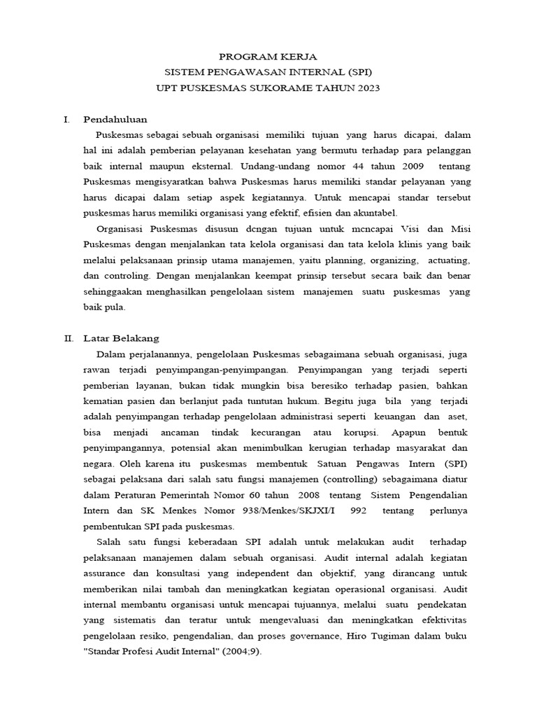 Sistem Pengawasan Internal PKM Sukorame | PDF
