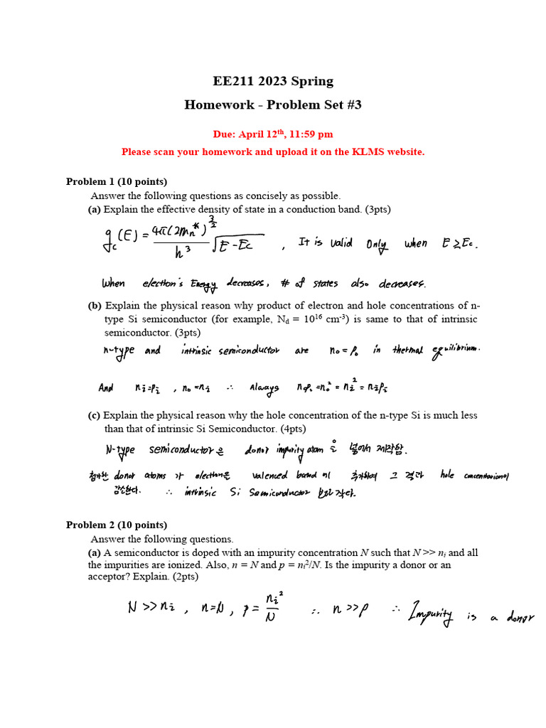 HW3 20220367 신동민 | PDF | Doping (Semiconductor) | Semiconductors