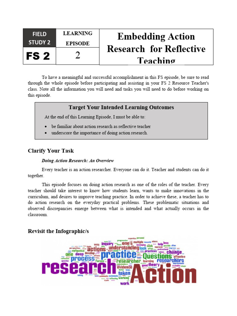FS 2 - Le 2 | PDF | Teachers | Action Research