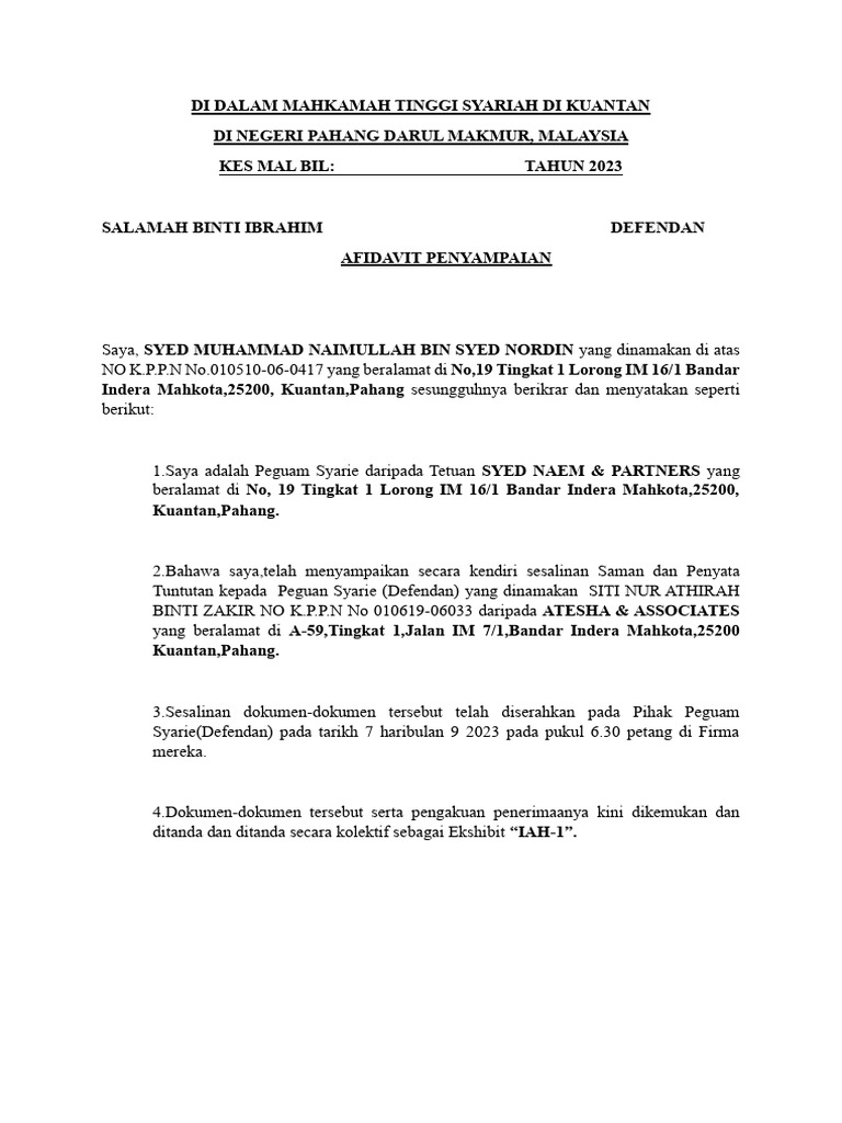 Afidavit Penyampaian | PDF